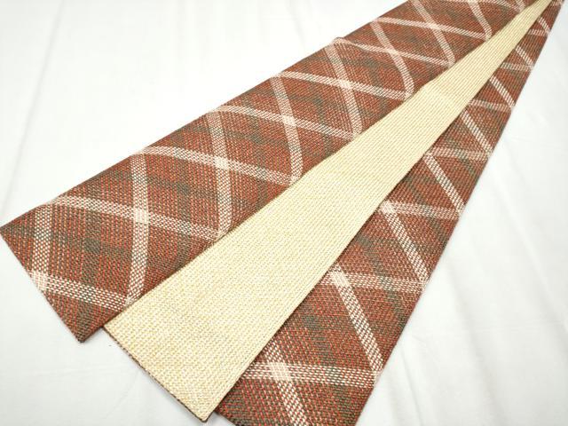 平和屋着物●両面　半幅帯　組織　金銀糸　正絹　逸品　CABA0940hy