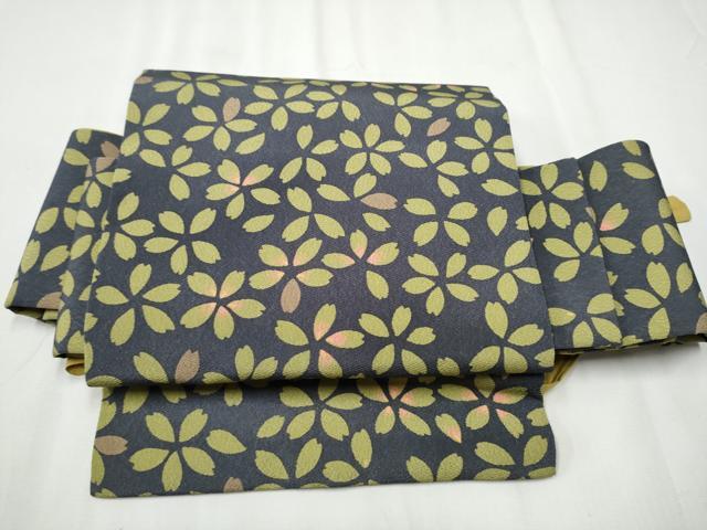 平和屋着物●つけ帯　舞桜文　鬼しぼ縮緬　正絹　逸品　CABA0955hy