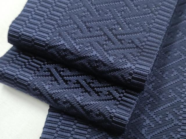 平和屋着物●男性　本場筑前博多織　角帯　献上　黒紅色　正絹　逸品　未使用　CABA0969hy