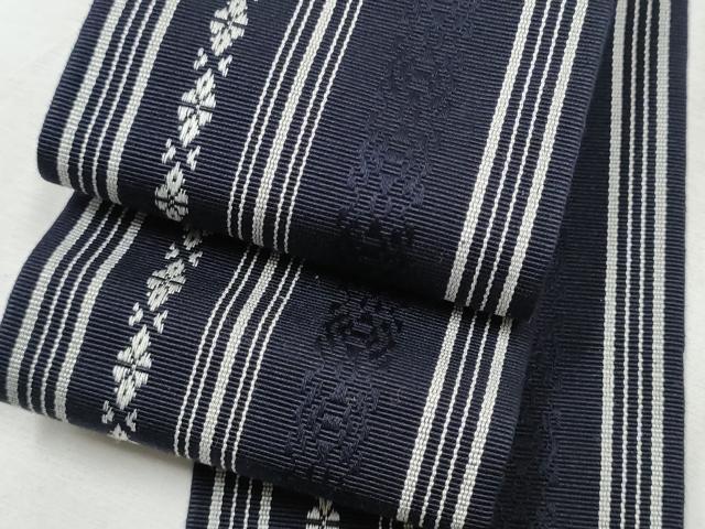 平和屋着物●男性　本場筑前博多織　角帯　献上　小野和也作　証紙付き　正絹　逸品　CABA0976hy