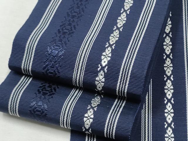 平和屋着物●男性　本場筑前博多織　角帯　献上　証紙付き　正絹　逸品　CABA0996hy