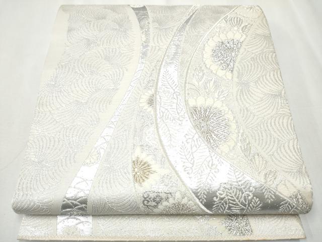 平和屋着物●六通柄袋帯　唐織　綴れ　舞花文　プラチナ箔　正絹　逸品　CABA1022hy
