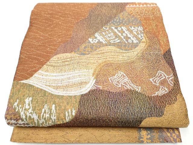 平和屋着物●六通柄袋帯　幾何学文様　金銀糸　やまと誂製　正絹　逸品　CABA1039hy