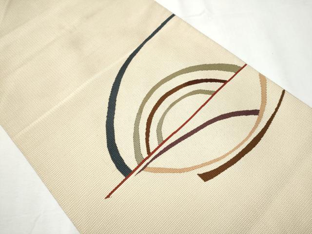 平和屋着物○八寸名古屋帯 すくい織 幾何学文様 正絹 逸品 CABA1057hy