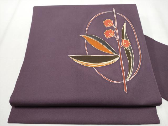 平和屋着物●九寸名古屋帯　駒刺繍　枝花文　金彩　正絹　逸品　CABA1068hy