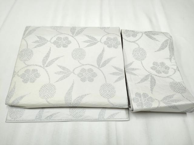平和屋着物●つけ帯　大阪有香　手おり　綴れ　花唐草文　銀糸　正絹　逸品　CABA1105hy