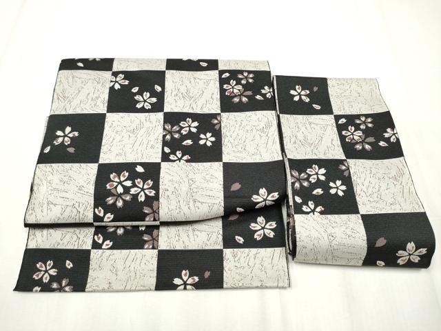 平和屋着物●つけ帯　市松舞桜文　CABA1114hy