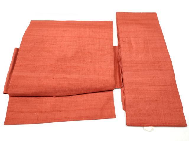 平和屋着物●つけ帯　紬地　赤紅色　正絹　逸品　CABA1122hy