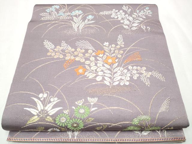 平和屋着物●龍村美術織物　たつむら　六通柄　本袋帯　春秋七草　金銀糸　正絹　逸品　CABA1144hy
