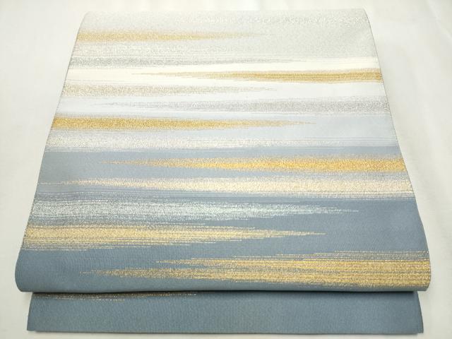 平和屋着物●爪掻き本綴れ　太鼓柄袋帯　作家物　紬地　霞文　金銀彩　正絹　逸品　CABA1169hy