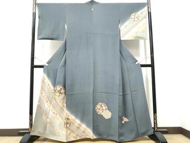 平和屋着物●訪問着　雪輪花唐草文　暈し染め　金彩　鬼しぼ縮緬　正絹　逸品　CABA1178hy