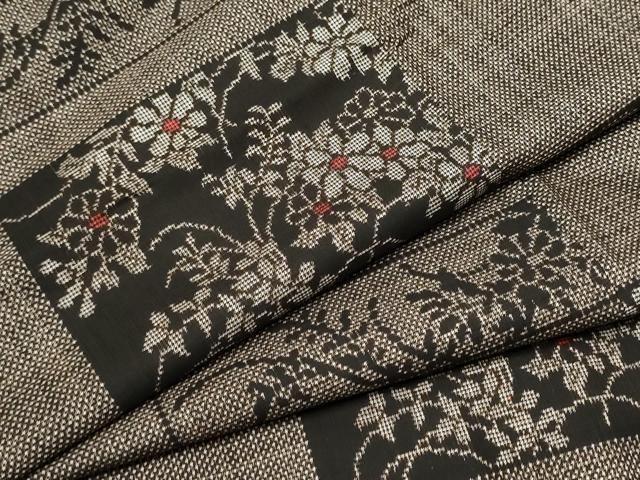 平和屋着物●本場大島紬　9マルキ　色紙草花文　正絹　逸品　CABA1189hy