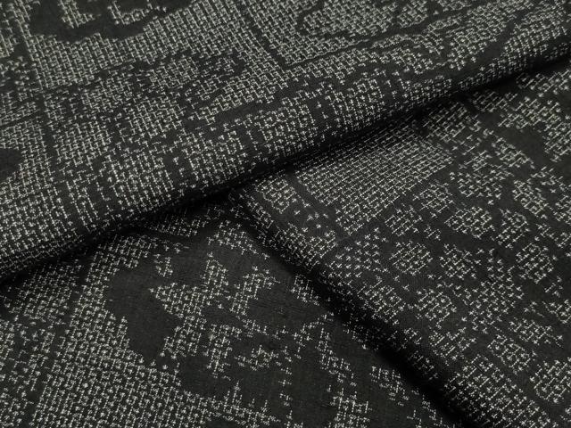 平和屋着物●結城紬　100亀甲　色紙重ね草花文　正絹　逸品　CABA1224gh