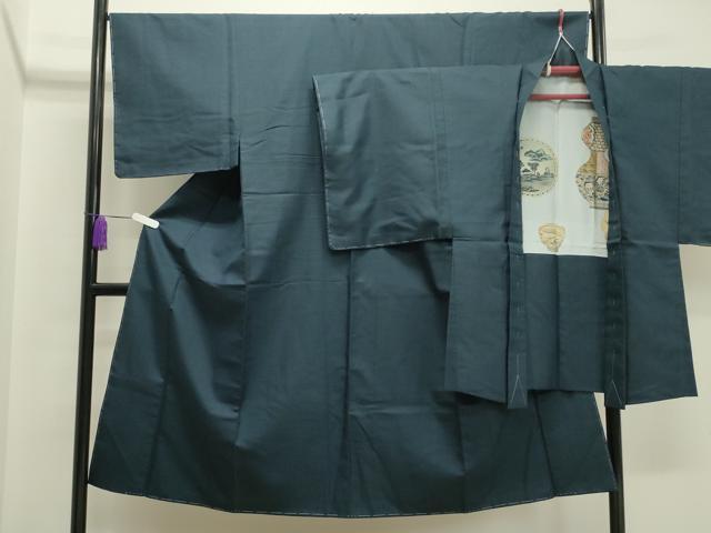 平和屋着物●男性　紬　アンサンブル　100亀甲　総詰め　正絹　逸品　未使用　CABA1237gh