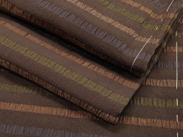 平和屋着物●上質な小紋　ふくれ織　横段文　正絹　逸品　未使用　CABA1252gh