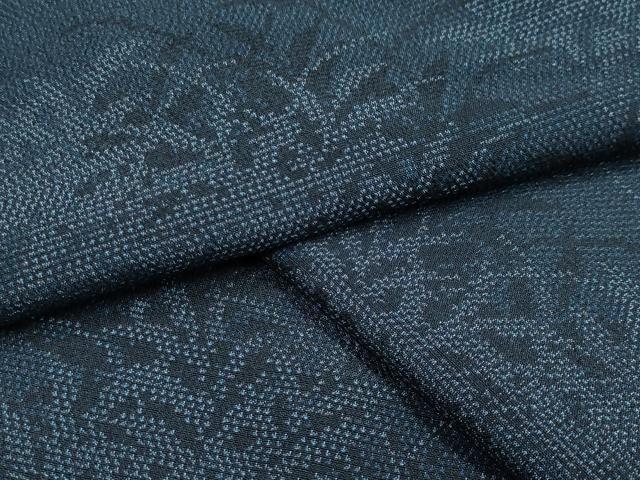 平和屋着物●本塩沢　草木シルエット　正絹　逸品　CABA1254gh