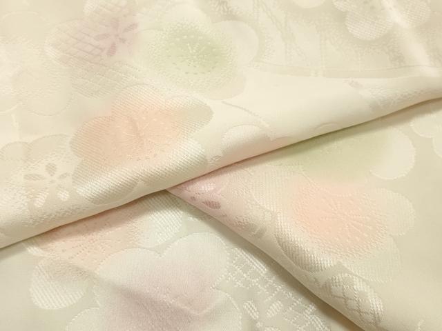 平和屋着物●長襦袢　袷　舞梅地紋　暈し染め　半衿刺繍　正絹　逸品　CABA1271gh