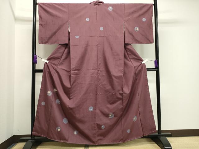 平和屋着物●訪問着　紬地　手描き　舞桜丸文　正絹　逸品　未使用　CABA1281gh