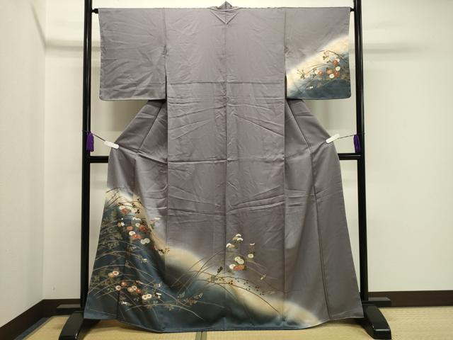 平和屋着物●訪問着　草花文　暈し染め　金彩　正絹　逸品　未使用　CABA1302gh