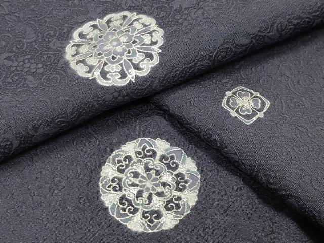 平和屋着物●上質な小紋　舞花文　銀彩　正絹　逸品　CABA1343gh