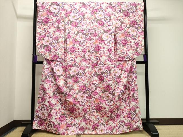 平和屋着物●H・L（アッシュエル）　HENRI-LUC CHAPUIS　小振袖　二尺袖　舞花文　金彩　洗える着物　未使用　CABA1405gh