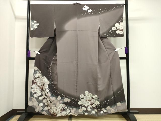 平和屋着物●訪問着　絞り　舞花文　暈し染め　金銀彩　正絹　逸品　CABA1417gh