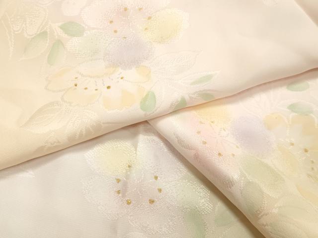 平和屋着物●長襦袢　無双仕立て　サフラン染　草花地紋　暈し染め　金彩　正絹　逸品　CABA1434gh