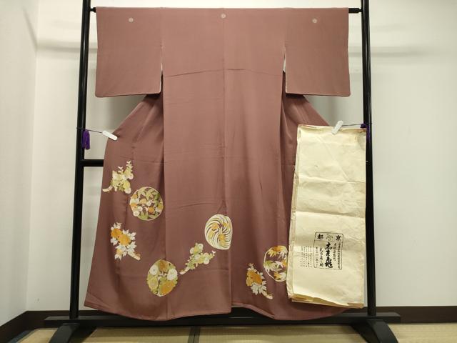 平和屋着物●銀座　志ま亀　色留袖　花丸文　金彩　たとう紙付き　正絹　逸品　CABA1459gh