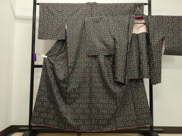 平和屋着物●本場大島紬　龍郷絣　秋名バラ　アンサンブル　正絹　逸品　未使用　CABA1460gh