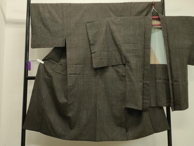 平和屋着物●男性　紬　アンサンブル　縞　正絹　逸品　CABA1500gh