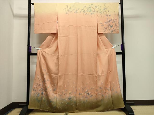 平和屋着物●訪問着　手描き　薔薇　暈し染め　正絹　逸品　CABA1515gh