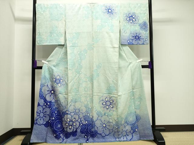 平和屋着物●訪問着　総絞り　舞花文　暈し染め　ロング丈　正絹　逸品　CABA1522gh