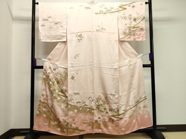 平和屋着物●創業460年・千總　訪問着　駒刺繍　橘松花文　暈し染め　金銀彩　正絹　逸品　未使用　CABA1543gh