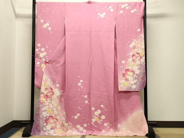 平和屋着物●豪華振袖　舞桜文　暈し染め　金彩　正絹　逸品　CABA1560gh