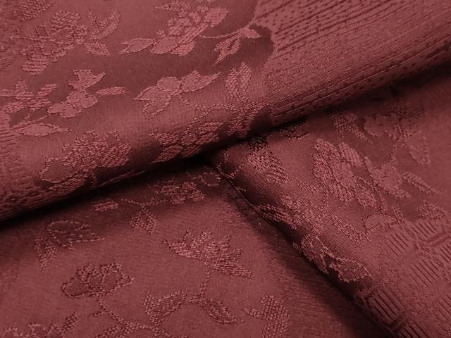 平和屋着物●上質な色無地　花唐草地紋　葡萄茶色　正絹　逸品　CABA1563gh