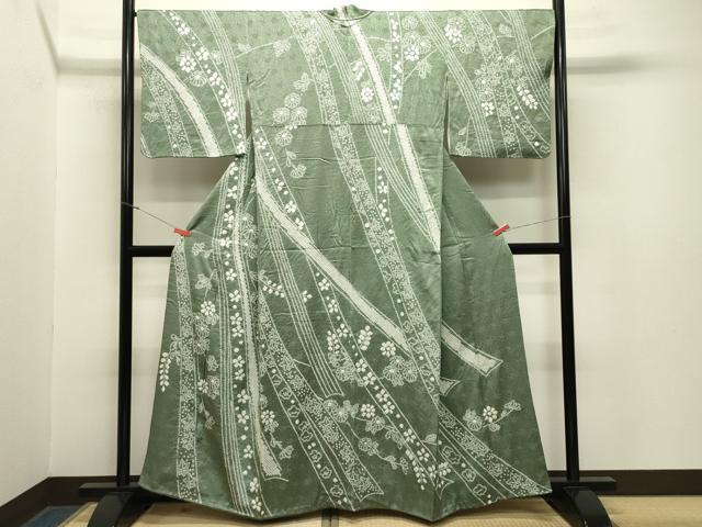 平和屋着物●訪問着　総絞り　熨斗草花文　正絹　逸品　CABA1579gh