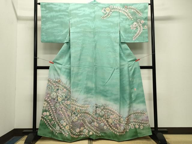 平和屋着物●越後十日町の一流染匠　桐屋・翠山工房　訪問着　辻が花　絞り　暈し染め　銀通し地　正絹　逸品　未使用　CABA1581gh