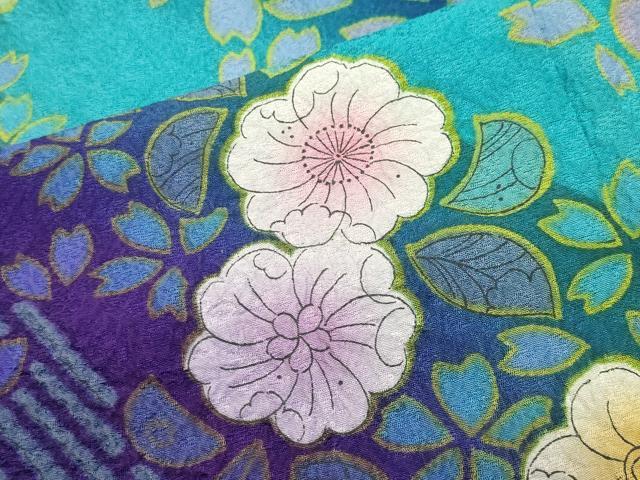 平和屋着物○訪問着 辻が花 暈し染め 金彩 ロング丈 正絹 逸品 CABA1582gh