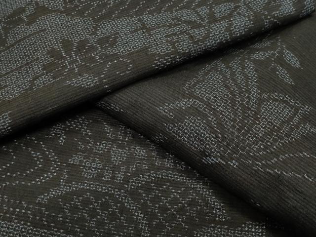 平和屋着物●結城紬　100亀甲　吉祥花蝶文　正絹　逸品　CABA1584gh