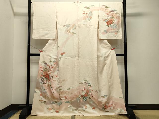 平和屋着物●訪問着　花車文　暈し染め　金彩　正絹　逸品　CABA1586gh