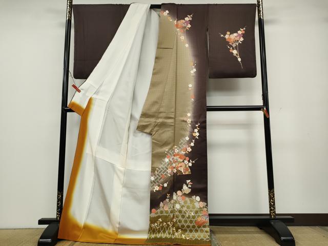 平和屋着物○訪問着 扇面御所車枝花文 暈し染め 金彩 正絹