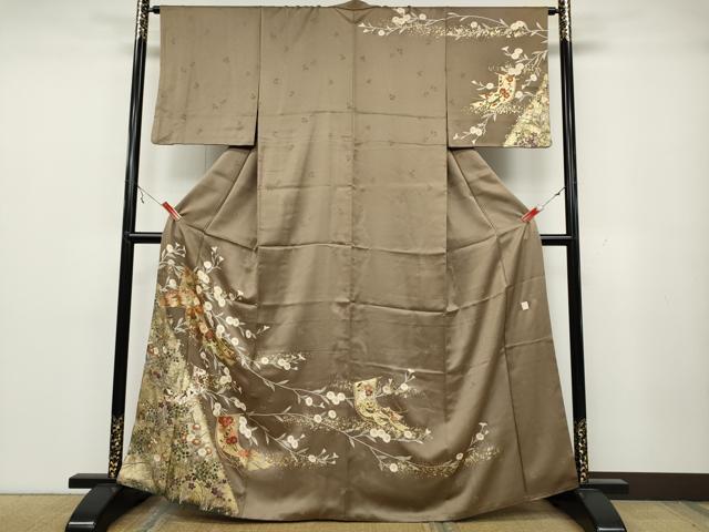 平和屋着物●訪問着　作家物　駒刺繍　誰が袖草花文　金彩　さが美扱い　正絹　逸品　CABA1621ut