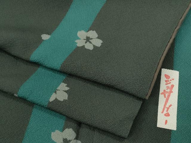 平和屋着物●世界的人形師　辻村寿三郎　ジュサブロー　小紋　舞桜文　鬼しぼ縮緬　銀座せきね　正絹　逸品　CABA1636ut