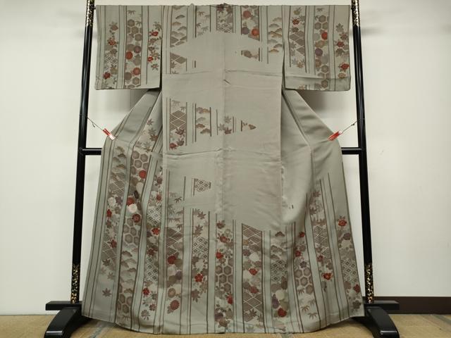 平和屋着物●訪問着　刺繍　草花文　金彩　正絹　逸品　CABA1652ut