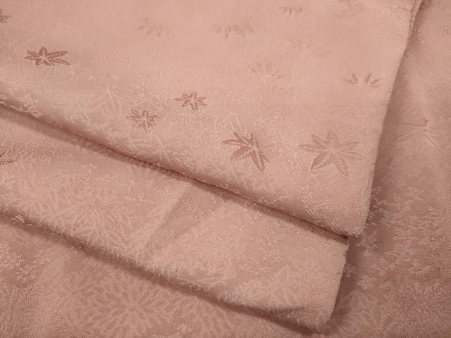 平和屋着物●上質な色無地　草花地紋　珊瑚色　正絹　逸品　CABA1655ut