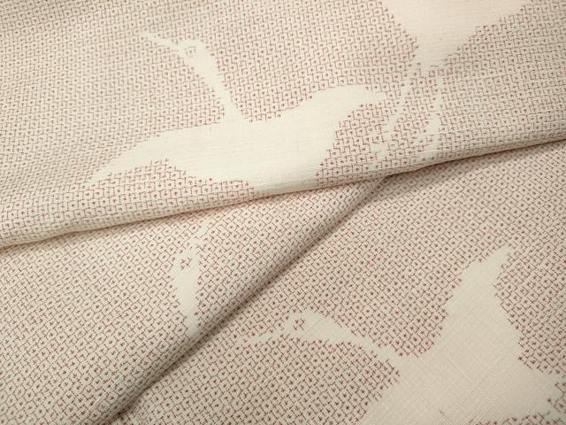 平和屋着物●結城紬　100亀甲　飛鶴文　正絹　逸品　CABA1656ut