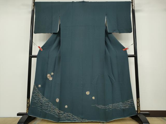 平和屋着物●訪問着　刺繍　鈴花こぼれ松葉文　金銀彩　正絹　逸品　CABA1698ut