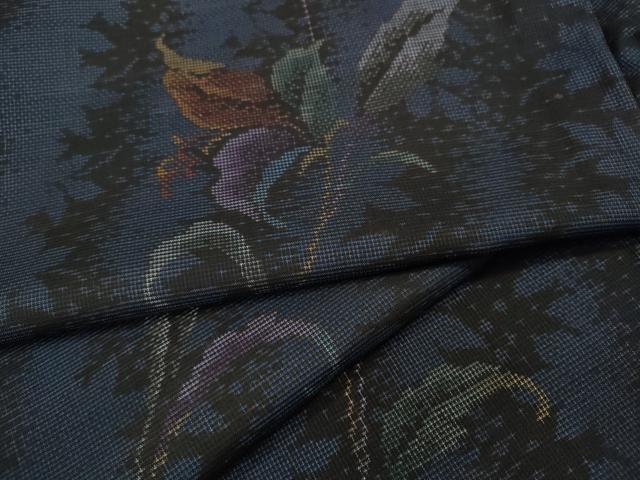 平和屋着物●本場大島紬　9マルキ　花唐草文　正絹　逸品　CABA1719ut