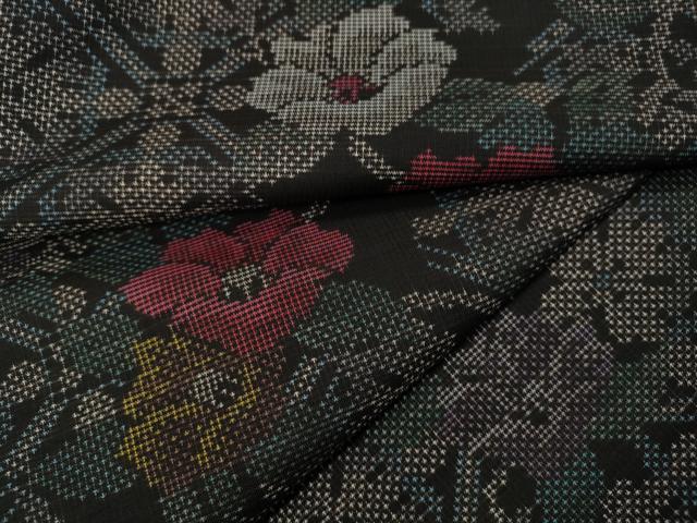 平和屋着物●本場大島紬　9マルキ　舞花文　正絹　逸品　CABA1727ut