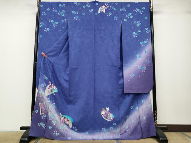 平和屋着物●森英恵・HANAE MORI　振袖　花蝶文　暈し染め　金彩　正絹　逸品　CABA1733ut